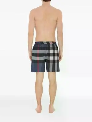 Burberry Checked Swim Shorts - Grey