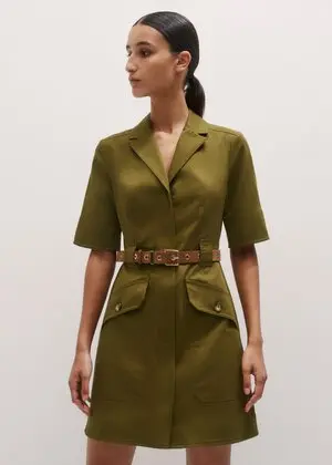 ME+EM Collared Utility Shirt Dress With Belt