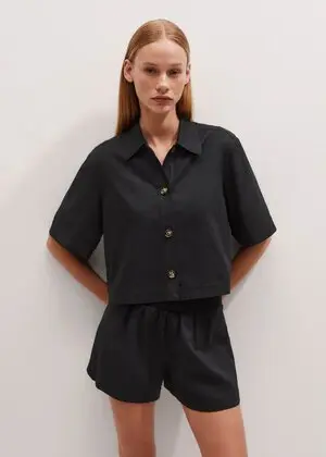 ME+EM Crease-less Linen Boxy Crop Shirt