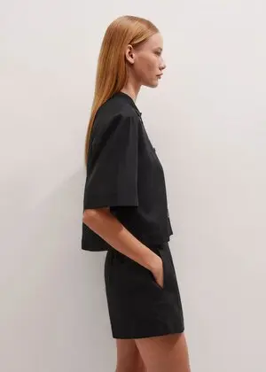 ME+EM Crease-less Linen Boxy Crop Shirt