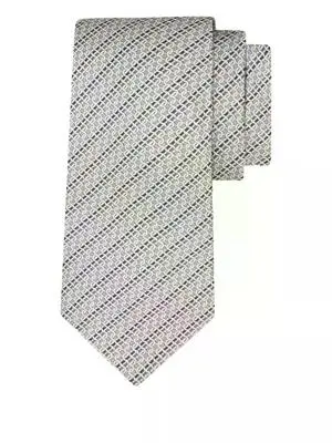 FERRAGAMO Patterned Silk Tie Neutrals
