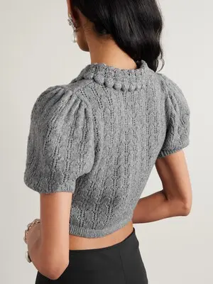 SHUSHU/TONG Cropped Pointelle-knit Wool-blend Cardigan