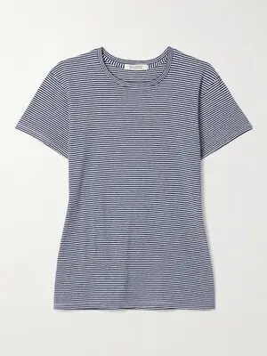 NILI LOTAN Lana Striped Cotton-jersey T-shirt - Blue