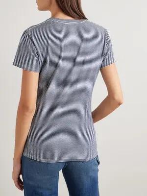 NILI LOTAN Lana Striped Cotton-jersey T-shirt - Blue