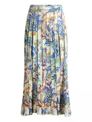 Etro Printed Pleated Midi Skirt