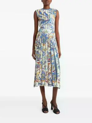 Etro Printed Pleated Midi Skirt