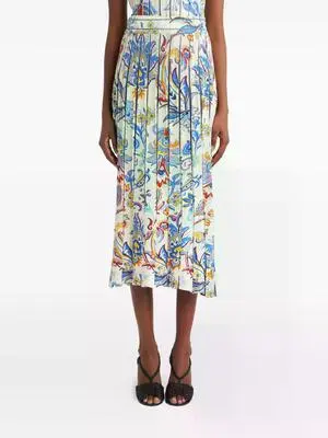 Etro Printed Pleated Midi Skirt