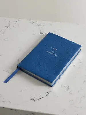 Smythson Thomas Lélu Soho Panama Textured-leather Notebook - Blue