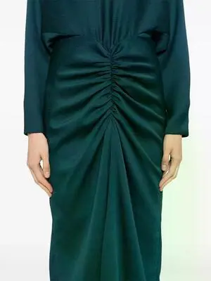 Amsale Dolman-sleeved Draped Dress - Green