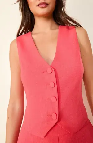 FRIENDS LIKE THESE Cross Hatch Button-up Vest