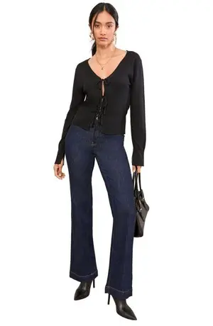 FRIENDS LIKE THESE Tie Front V-neck Cardigan