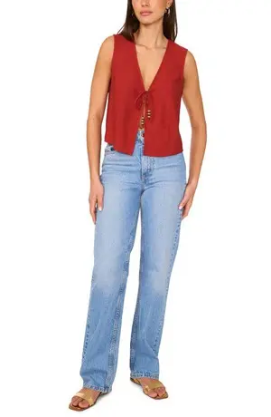 Vince Camuto Front Tie Vest - Chili