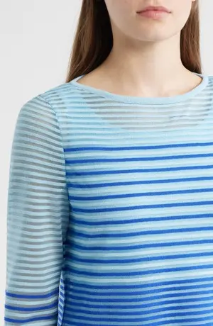 Ming Wang Stripe Sheer Knit Tunic