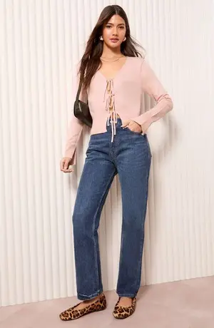 FRIENDS LIKE THESE Tie-front Cropped Cardigan