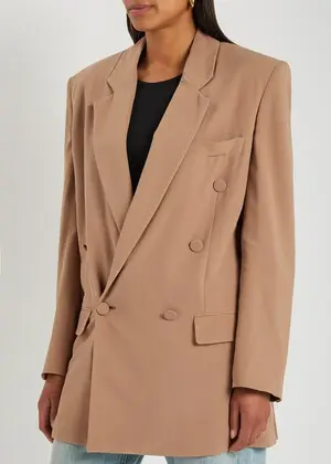 Saint Laurent Oversized Silk-chiffon Blazer - Brown