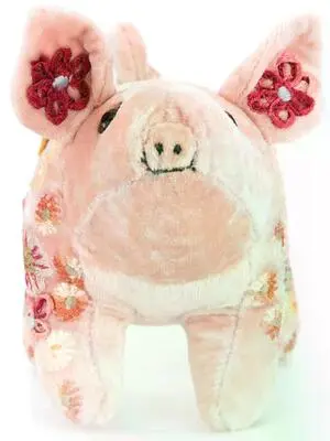 ANKE DRECHSEL Embroidered Pig - Pink