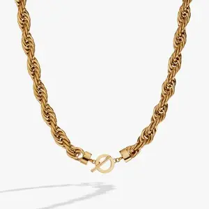 ALEX AND ANI Large Rope Chain Toggle Necklace Gold