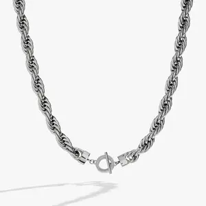 ALEX AND ANI Large Rope Chain Toggle Necklace - Silver