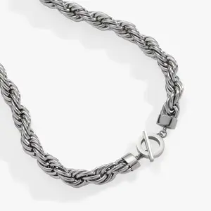 ALEX AND ANI Large Rope Chain Toggle Necklace - Silver