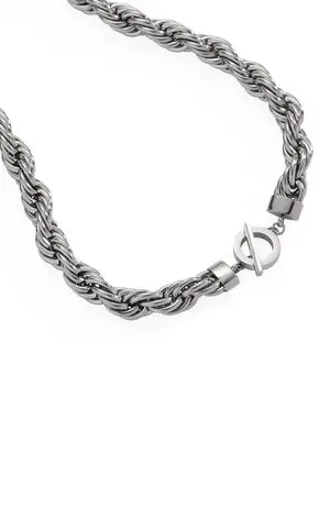 ALEX AND ANI Large Rope Chain Toggle Necklace - Silver