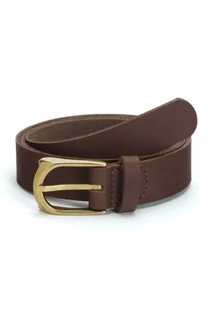 EZRA ARTHUR Horseshoe Buckle Leather Belt 30mm - Brown And Brass