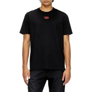 DIESEL® Metallic Oval D Logo T-shirt - Very/ Black