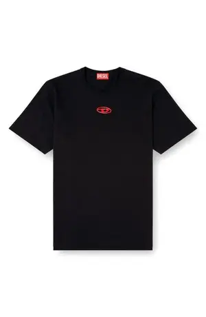 DIESEL® Metallic Oval D Logo T-shirt - Very/ Black