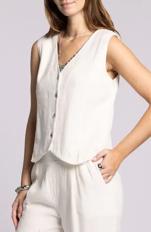 THREAD & SUPPLY Anastasia Linen Blend Vest - White