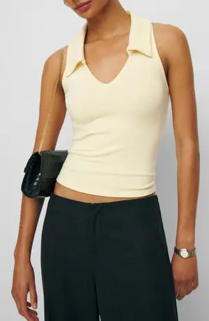 REFORMATION Austine Johnny Collar Sleeveless Top