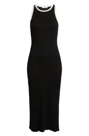 Loveappella Racer Tank Ribbed Midi Dress - Black