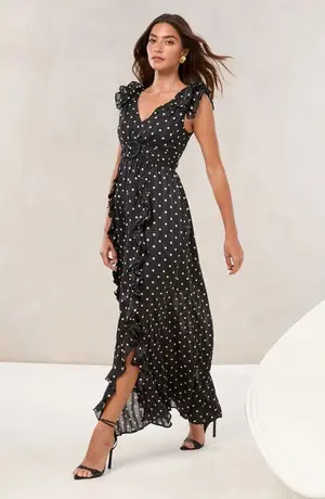 LIPSY Metallic Polka Dot Maxi Dress