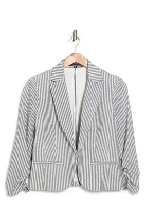Amanda & Chelsea Three-quarter Sleeve Striped Blazer