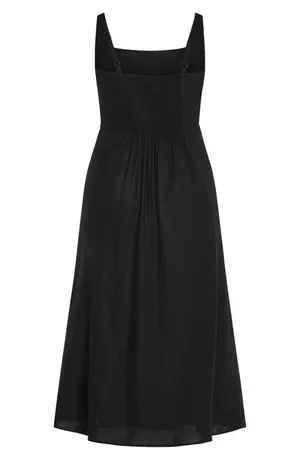 City Chic Elly Square Neck Linen-blend Sundress - Black