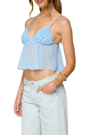 EDIKTED Sheer Chiffon Babydoll Top