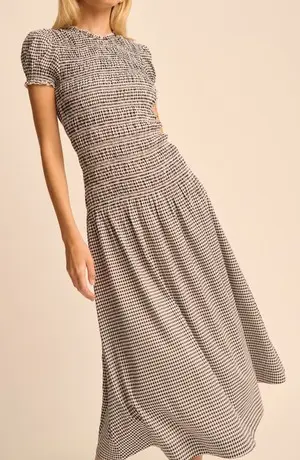 REFORMATION Check Print Kira Midi Dress
