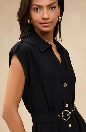 LIPSY Belted Cap-sleeve Shirt Dress