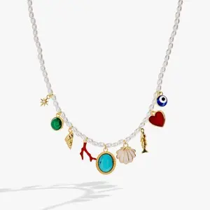 ALEX AND ANI Moonlight Beach Pearl Charm Necklace - Multi