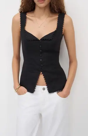 Reformation Scalloped Linen Tank Tops