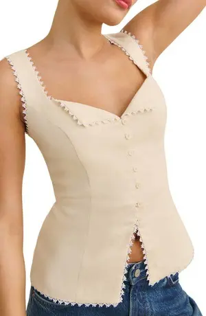 REFORMATION Viola Linen Tank - Sugar