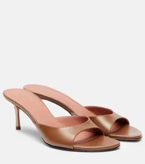 Amina Muaddi Jeanne 60 Leather Mules - Brown