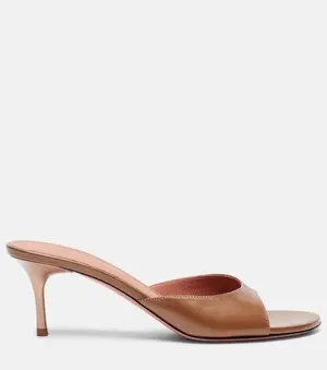Amina Muaddi Jeanne 60 Leather Mules - Brown