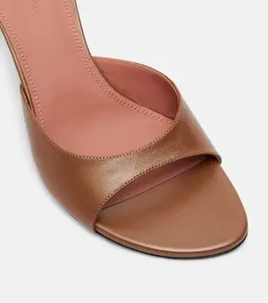 Amina Muaddi Jeanne 60 Leather Mules - Brown