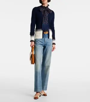 Valentino Garavani Faded Wide-leg Jeans