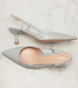 GIANVITO ROSSI Ascent 55 Leather Slingback Pumps - Grey