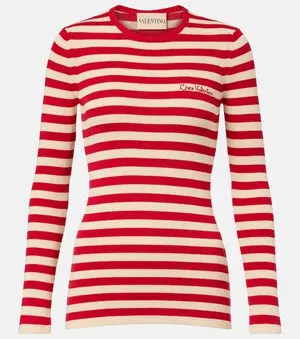 Valentino Garavani Striped Ribbed-knit Cotton Sweater - Multicoloured