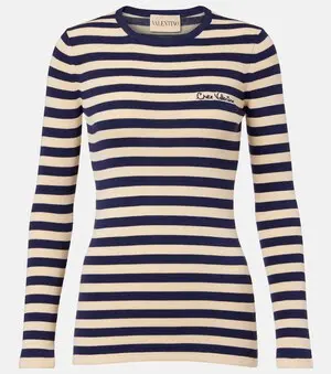 Valentino Garavani Striped Ribbed-knit Cotton Sweater - Multicoloured