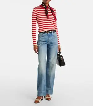 Valentino Garavani Striped Ribbed-knit Cotton Sweater - Multicoloured