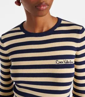 Valentino Garavani Striped Ribbed-knit Cotton Sweater - Multicoloured