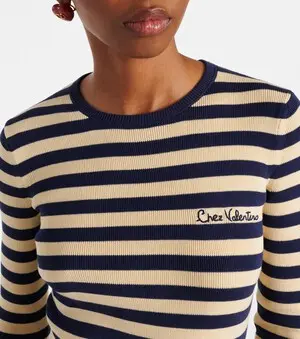 Valentino Garavani Striped Ribbed-knit Cotton Sweater - Multicoloured