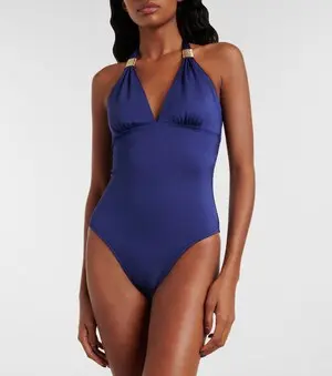 Heidi Klein Beau Soleil Halterneck Swimsuit - Blue